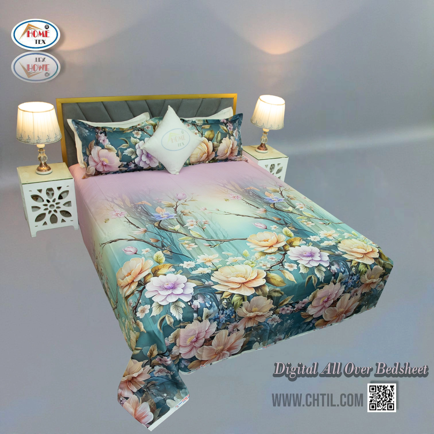 DIGITAL ALL OVER BED SHEET (4PCS SET) - 7274-108 | Classical Home Tex ...